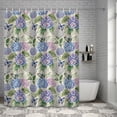 Bathroom Shower Curtain Retro Hydrangea Linen Texture Waterproof Shower ...
