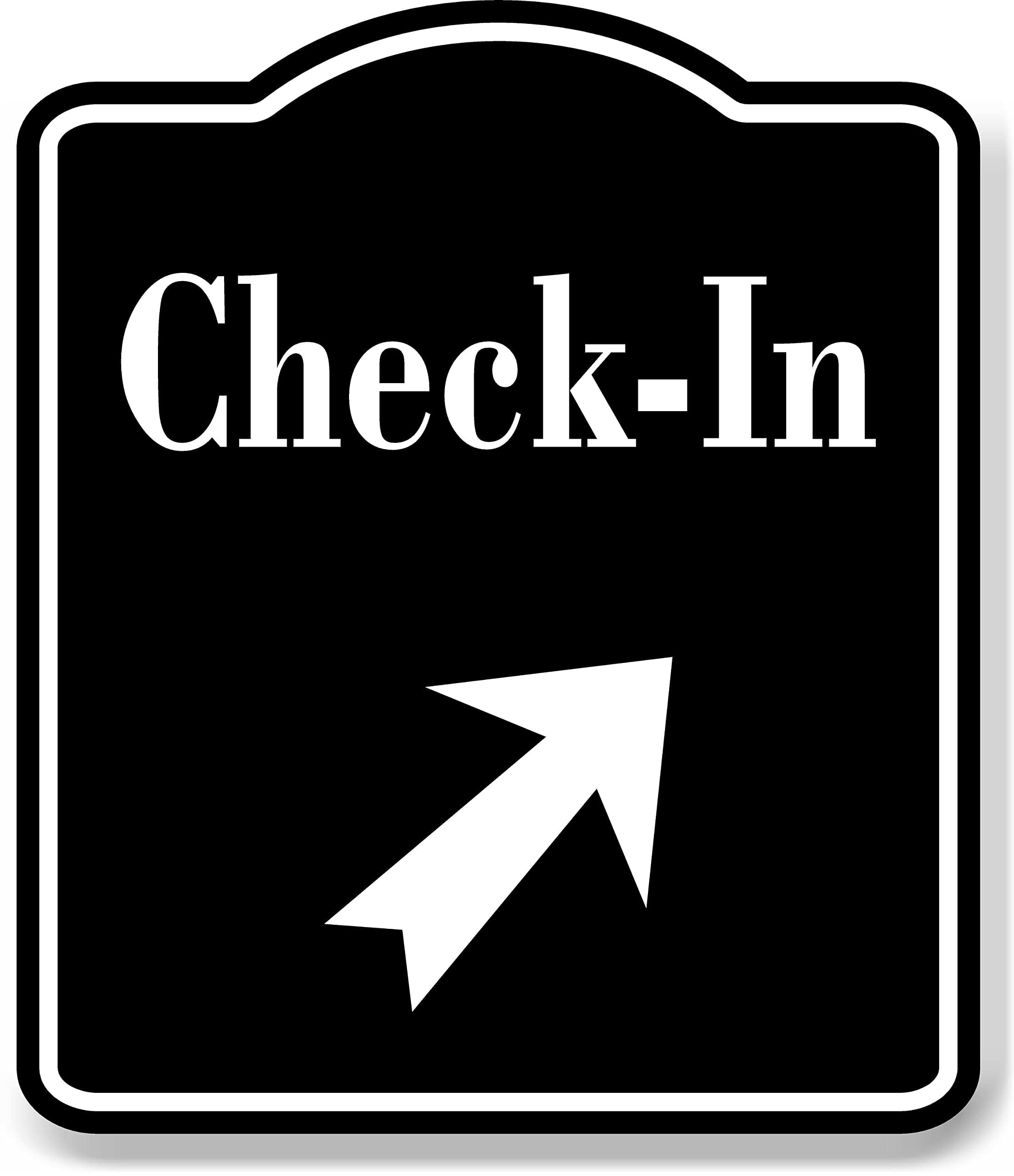 Check-In 45 Degree Up Right Arrow BLACK Aluminum Composite Sign ...