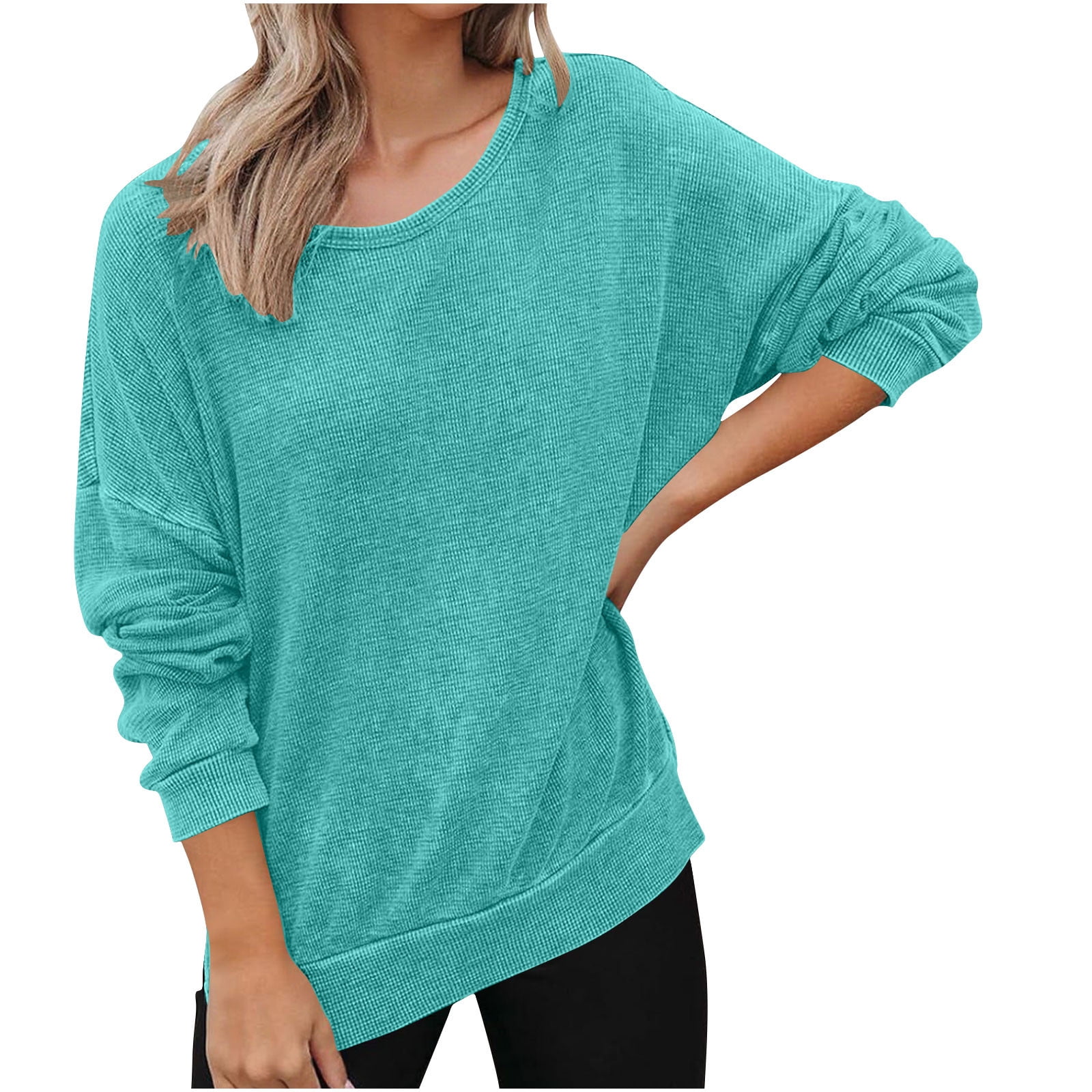 Click here for Jggspwm Womens Oversized Waffle Knit Crewneck Swea... prices