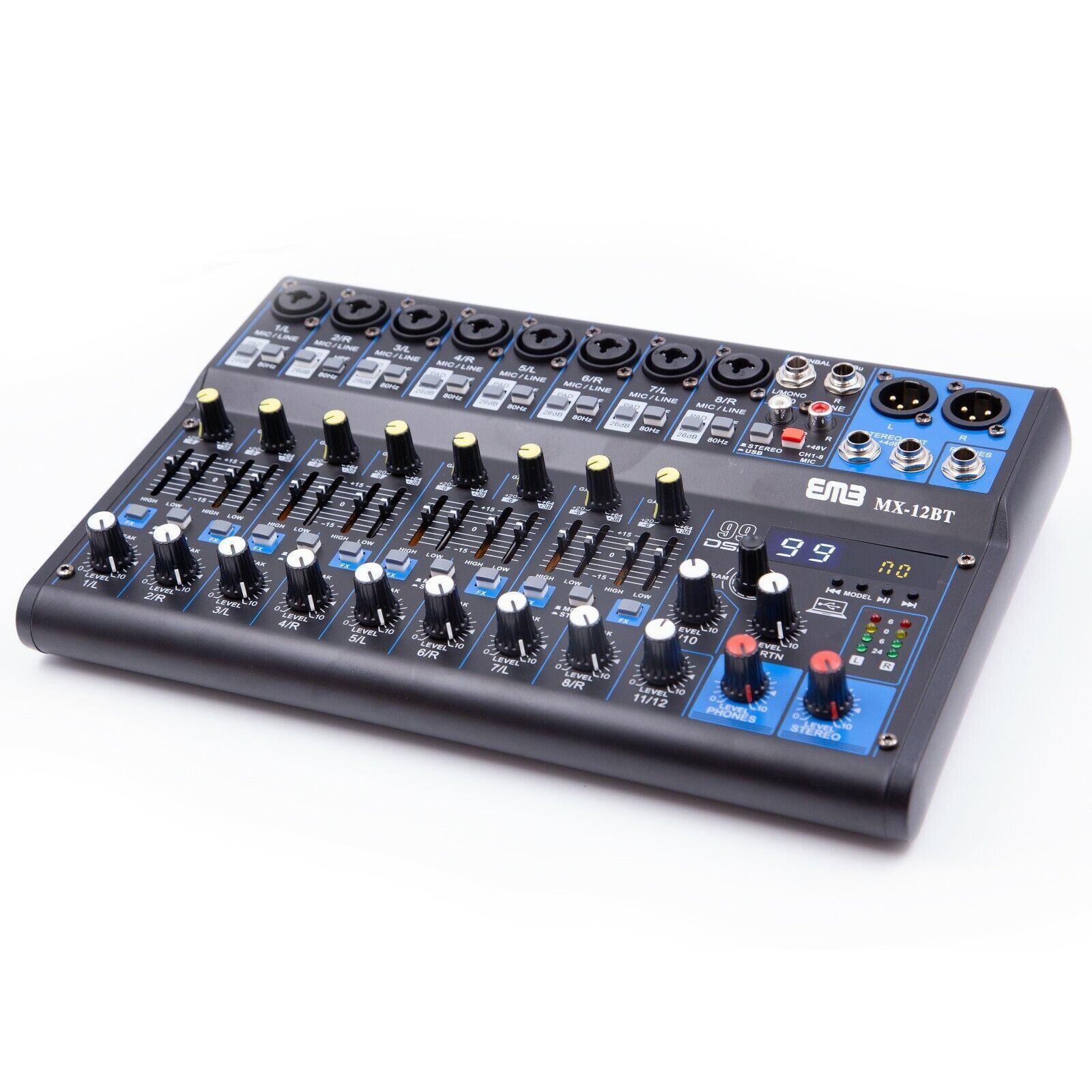 EMB 99 DSP 12-Channel Audio Mixer Mixing Console MP3 Sound Desk With ...