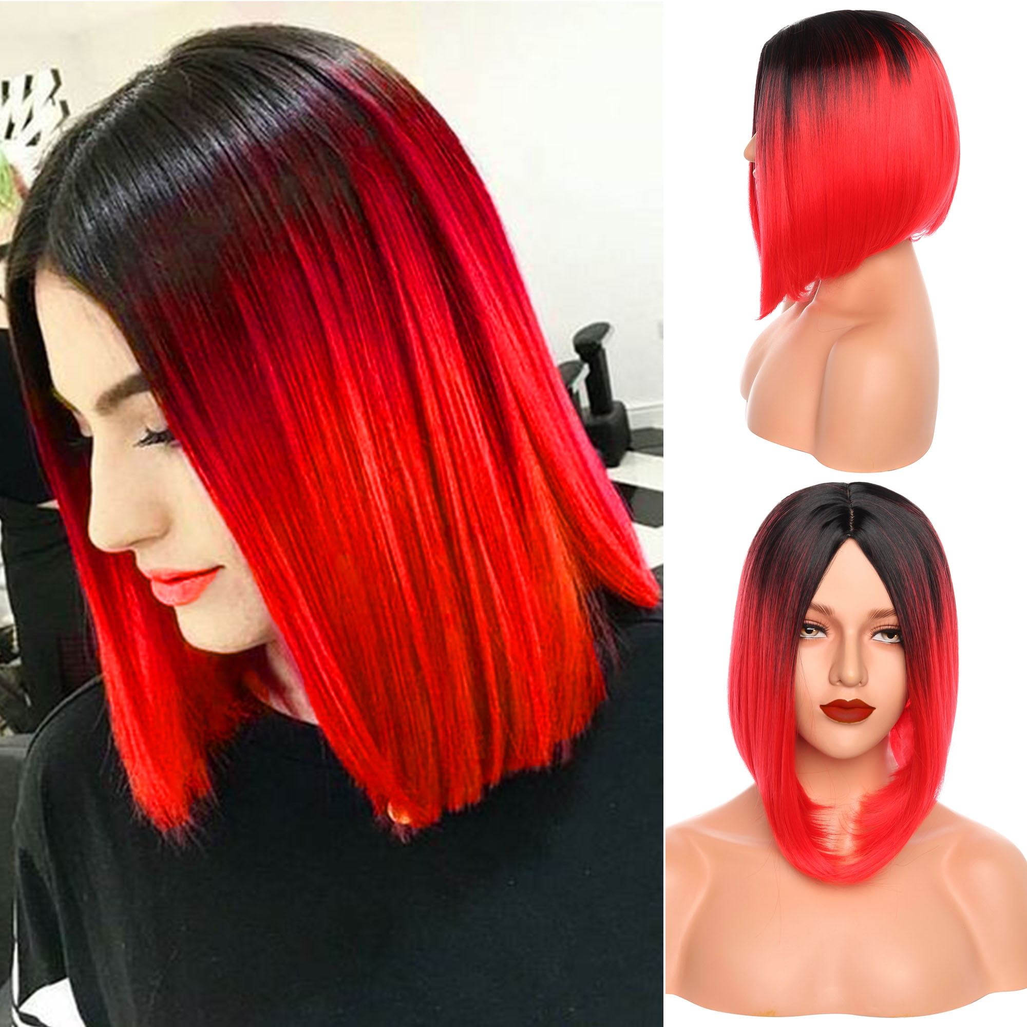 Red Ombre Bob Hair