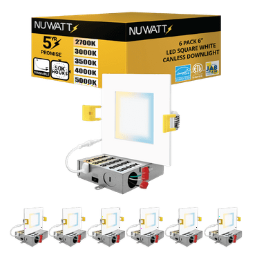 4 Inch Square LED Retrofit Downlight (12 Pack), 11W 120V 750 Lumens ...