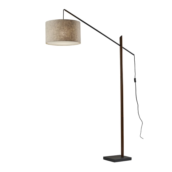 Adesso Trinity 5-Arm Arc Lamp Antique Bronze and Burlap Fabric Shade ...
