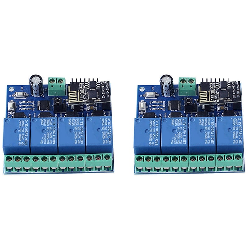 2X DC 12V ESP8266 ESP-01 Módulo de Relé de 4 Canales Módulo WiFi para ...