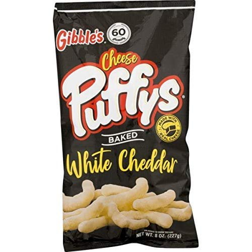 Gibble's Gibbles Cheese Puffs, Baked, White Cheddar, 8 oz Bag - QTY 4 ...
