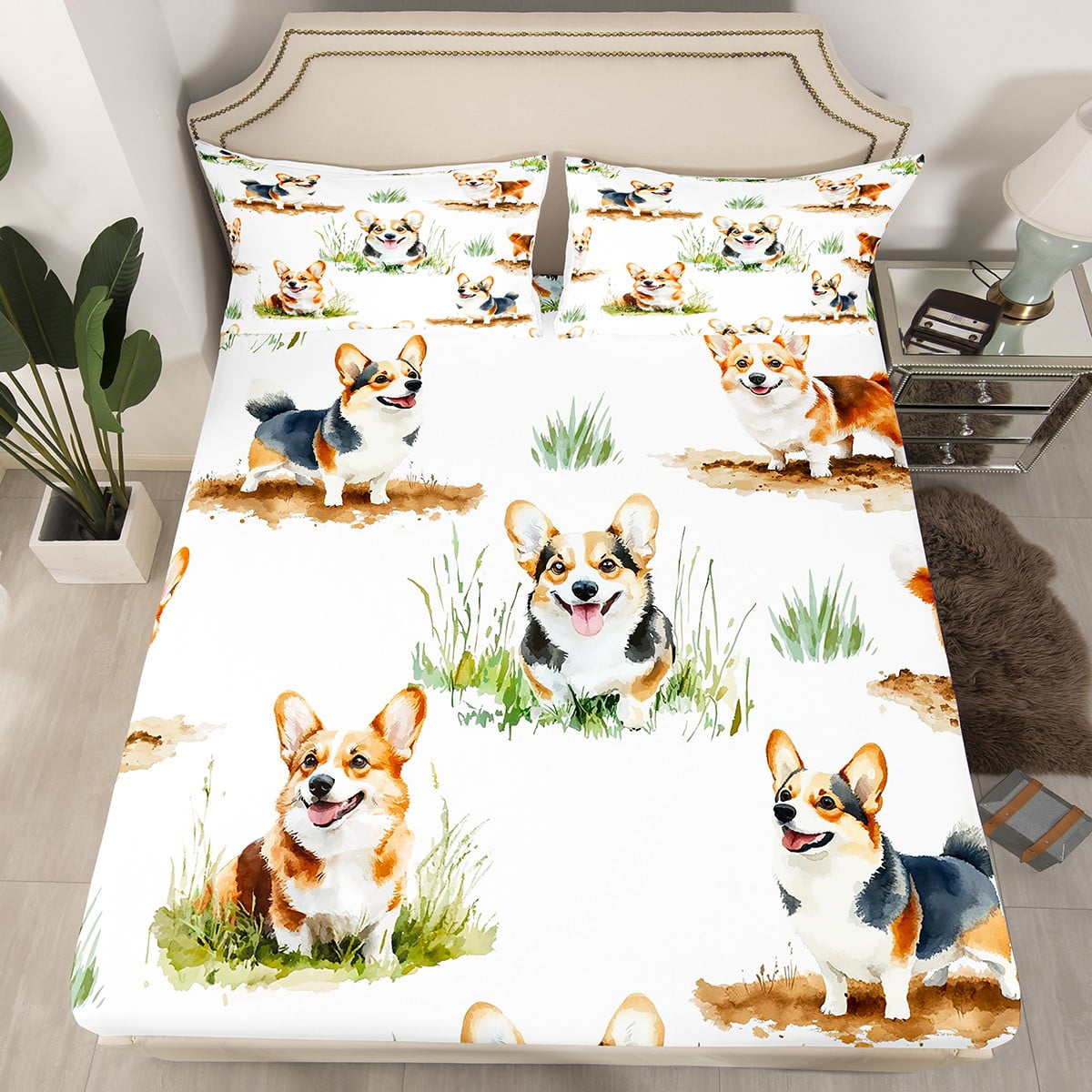 Click here for Yst Cute Dog Bedding Set For Kids watercolor Corgi... prices