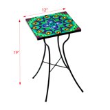 19 in Peacock Design Glass & Metal Side Table - Walmart.com