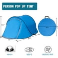 HONGGE 2 Person Instant Pop-up Tent Waterproof Family Camping Tent, 2 Side Windows Blue ...