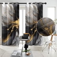 Black and Gold Marble Pattern Blackout Curtains,Triple Weaved Fabric ...
