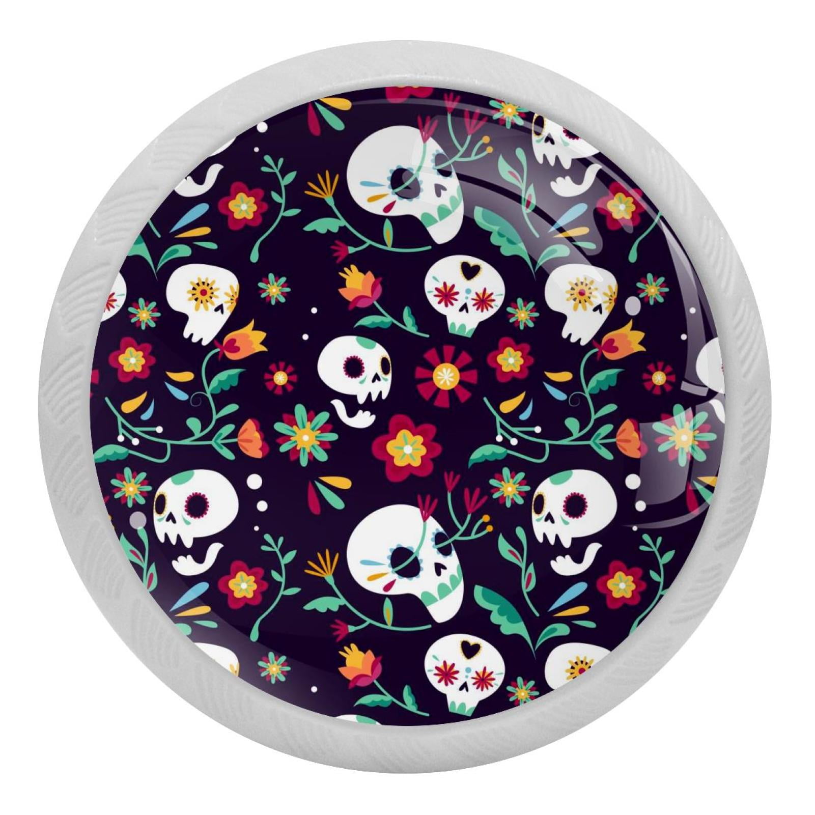4PCS Round Skull Cabinet Fluorescence Knob Glowing in the Dark ...