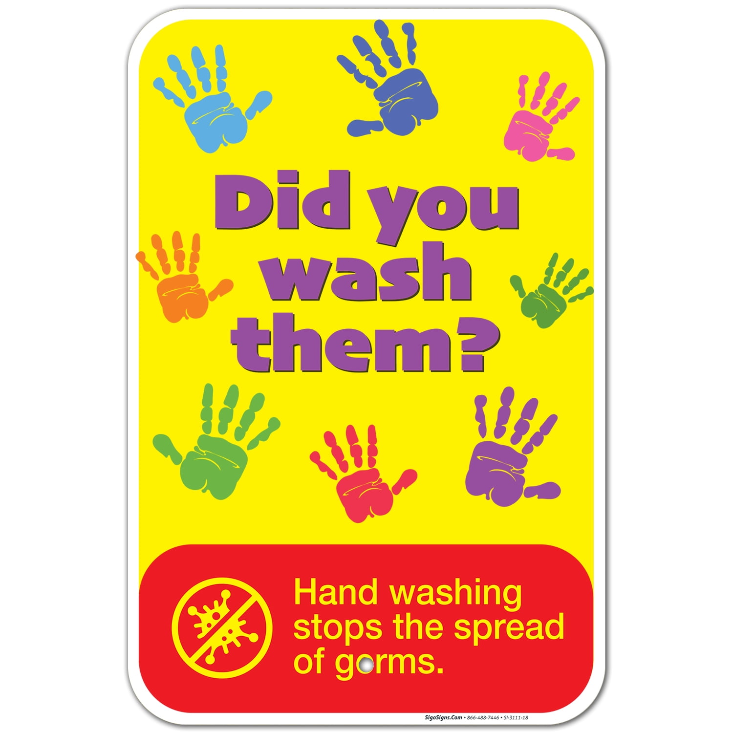 Hand Washing Signs For Kids, Hand Washing Stops The Spread, - Walmart.com