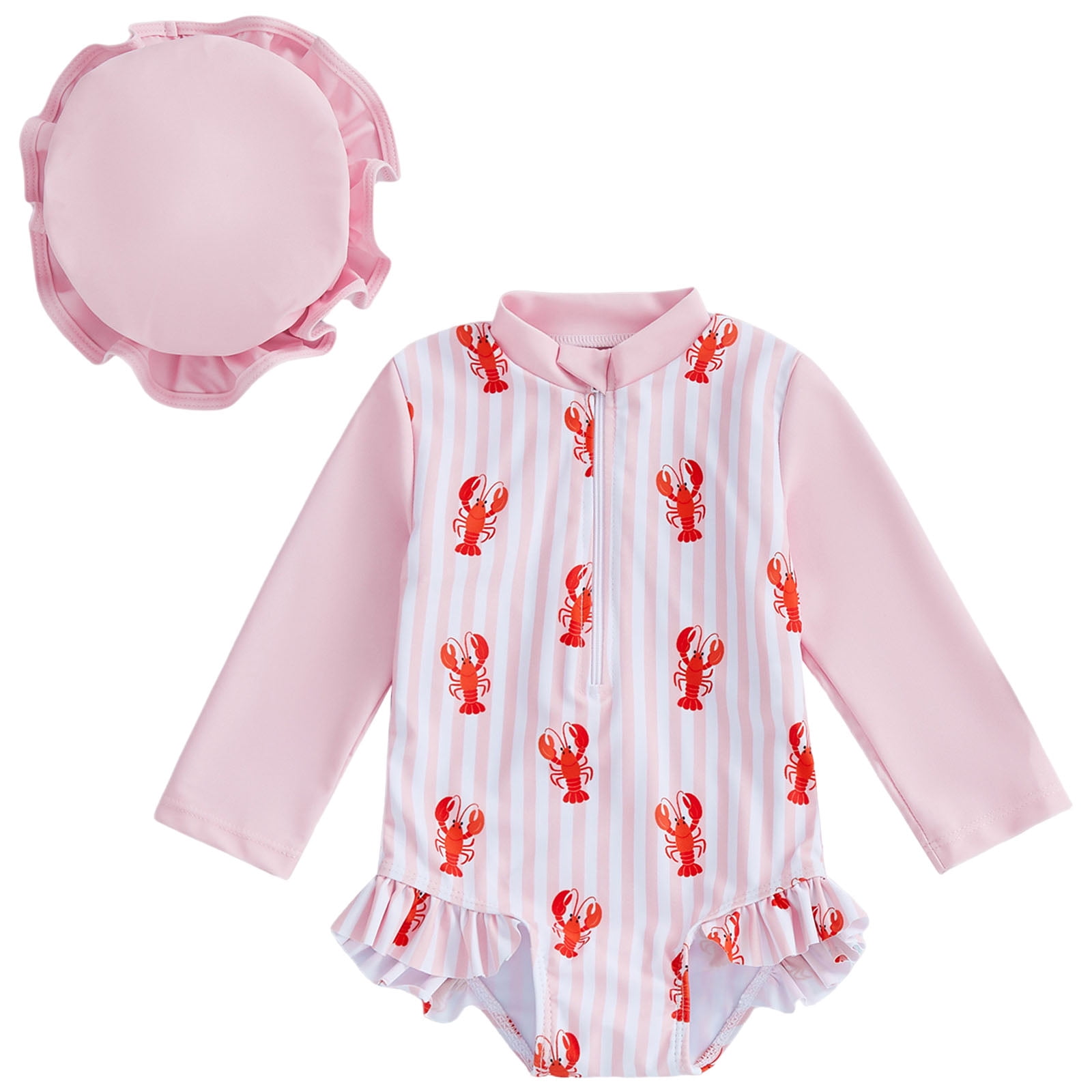 Click here for Pimfylm Bathing Suit And Hat Toddler Girl Swimsuit... prices
