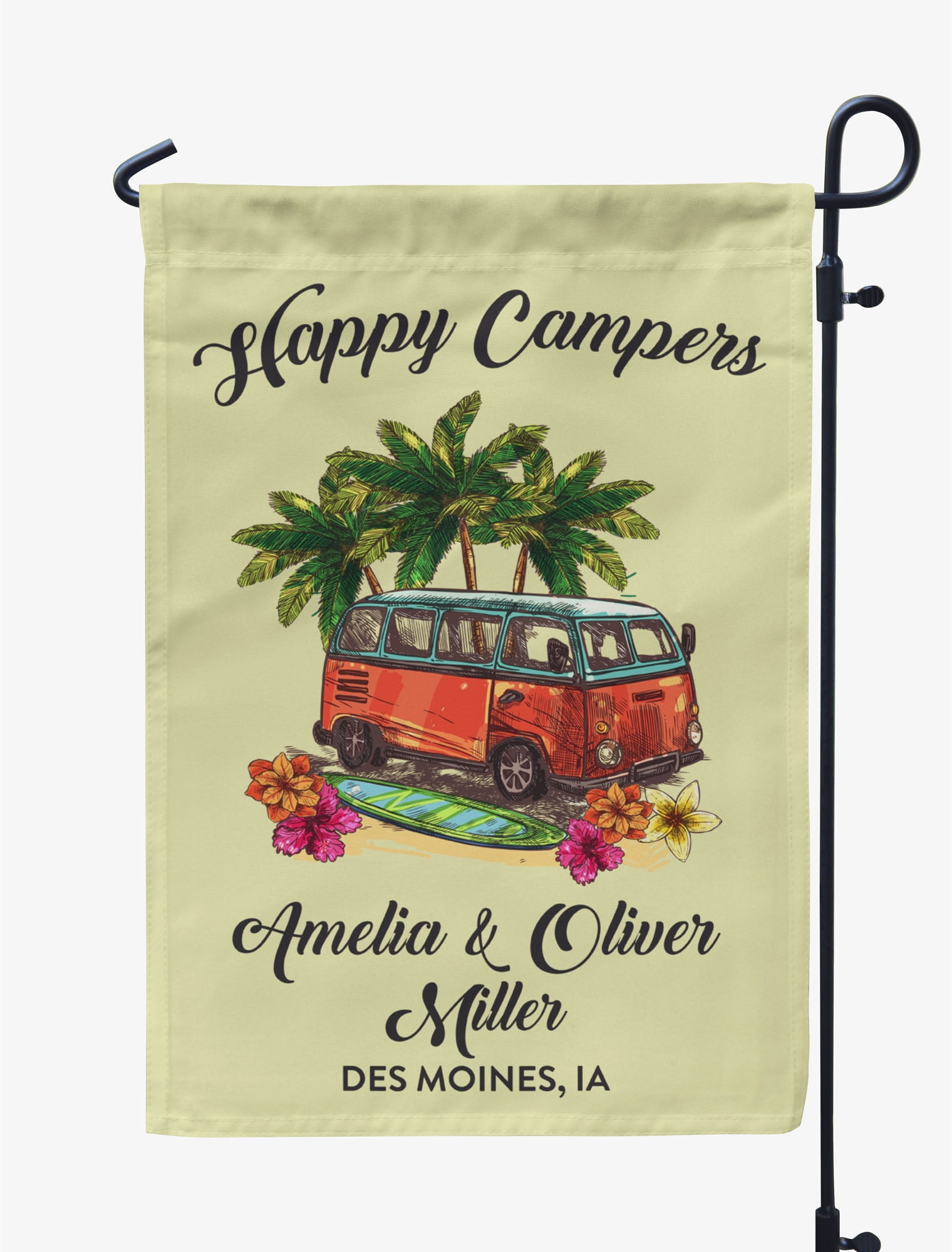 Printtoo Tan Happy Campers Motorhome Personalized Camping Flags For ...