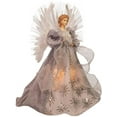 KSA 19.25" Lighted White and Gray Angel Design Christmas Tree Topper ...
