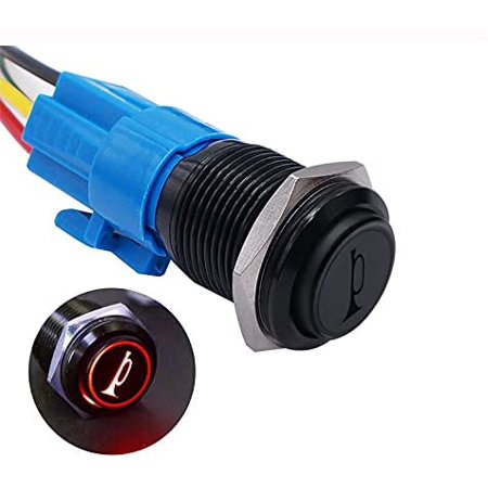 19MM 12V Car Horn Button Blue LED Lighted Momentary Metal Speaker Air ...