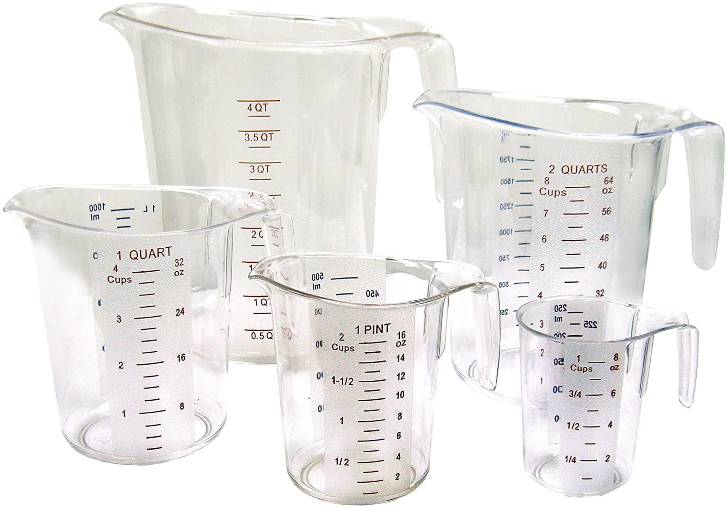 Winco 5-Piece Measuring Cup Set, Polycarbonate, Clear, 5 piece set ...