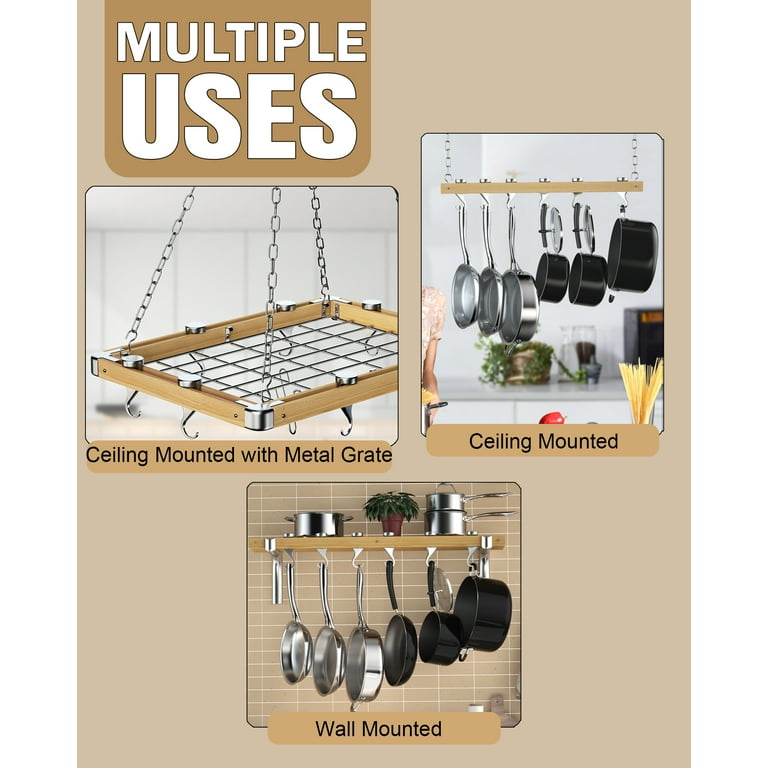 Cooks Standard Ceiling Mounted Wooden Pot Rack | Shelly Lighting