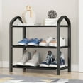 Black Three-layer Shoe Rack Indoor Economical Rental Room Small Storage ...