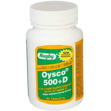 Rugby Oysco 500 + D TAB Calcium Supplement Tablets, 60 Count - Walmart.com