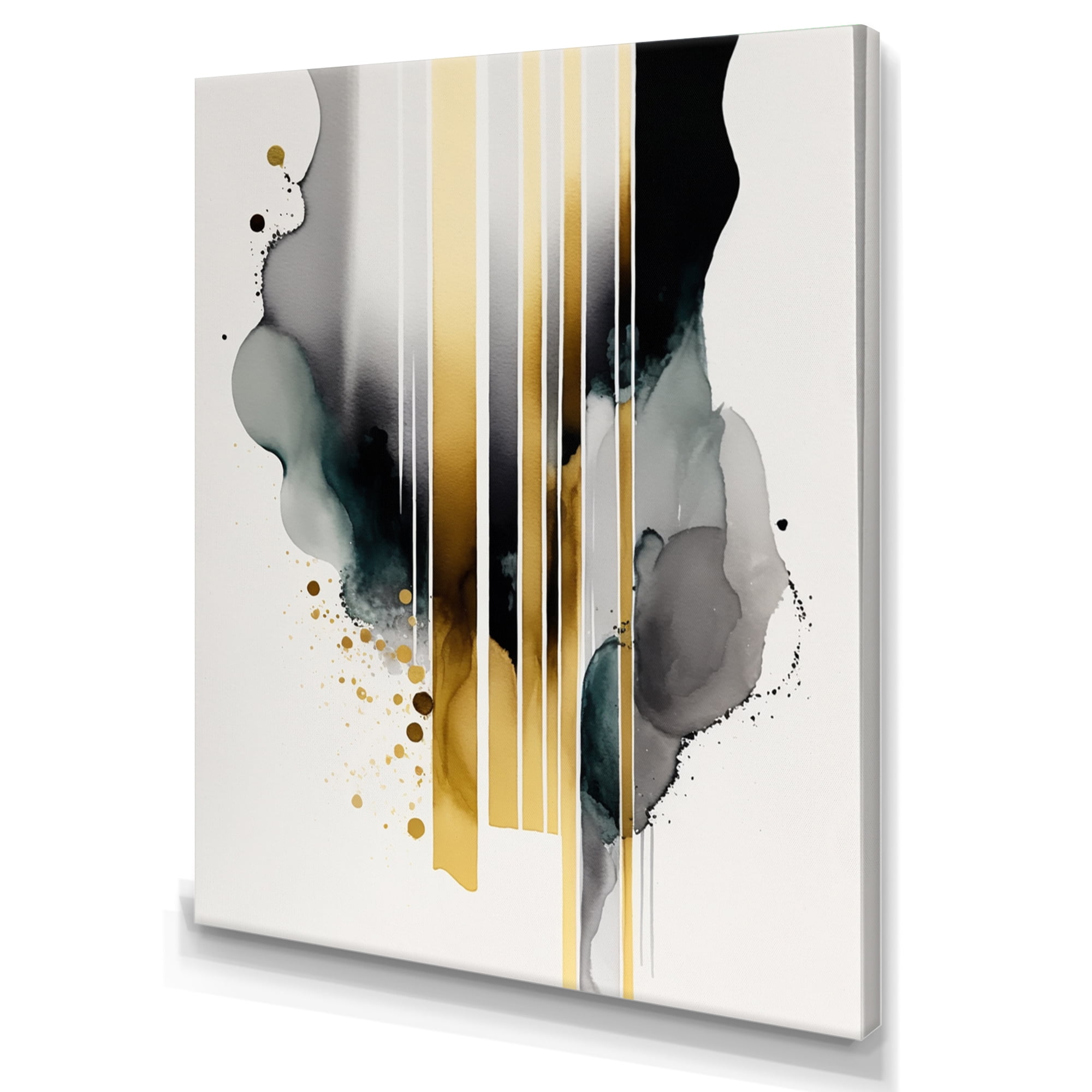 Designart Abstract Transitional Shapes Black II Canvas Wall Art ...