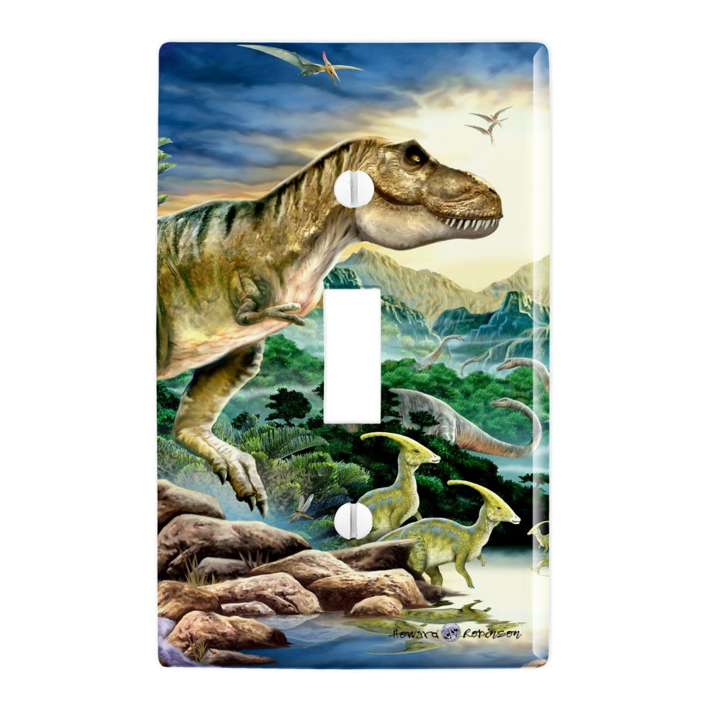 Tyranosaur T-Rex Jurassic Sunset Plastic Wall Decor Toggle Light Switch ...