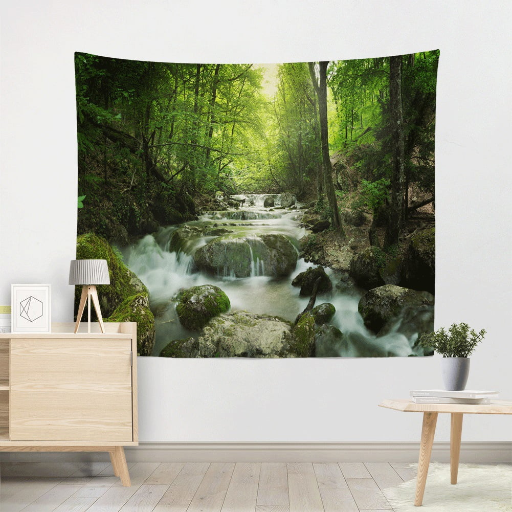 Yesfashion Forest Tapestry Wall Hanging Tapestry Nature Foggy Tree ...