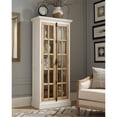 Tammi Antique White and Brown 2-Door Tall Cabinet: Large Glass and Wood ...
