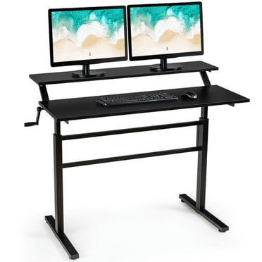 Costway Office Standing Desk Crank Adjustable Sit to Stand Workstation ...