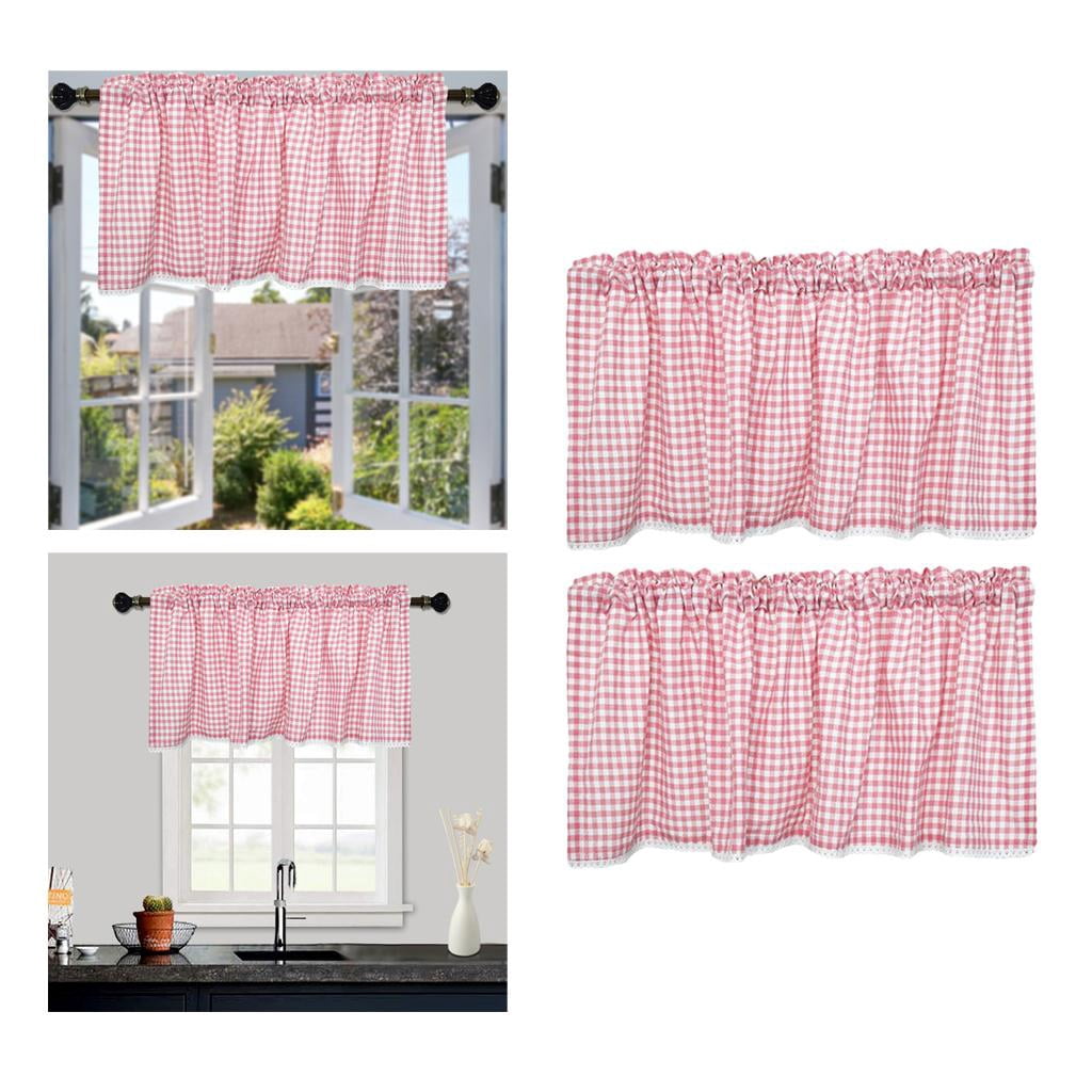 2x Media cortina para cocina encaje ventana nivel, Plaid varilla ...
