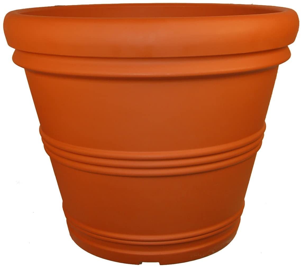 Tusco Products Plastic Rolled Rim Planter, Terra Cotta Color, 24.5 ...