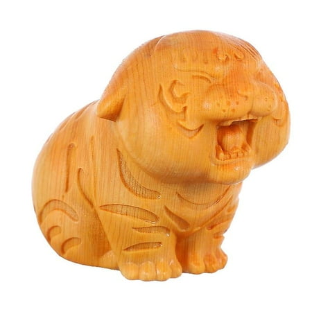 Zodiac Tiger Wooden Desktop Decoration Wood Carving Tiger Feng Shui ...