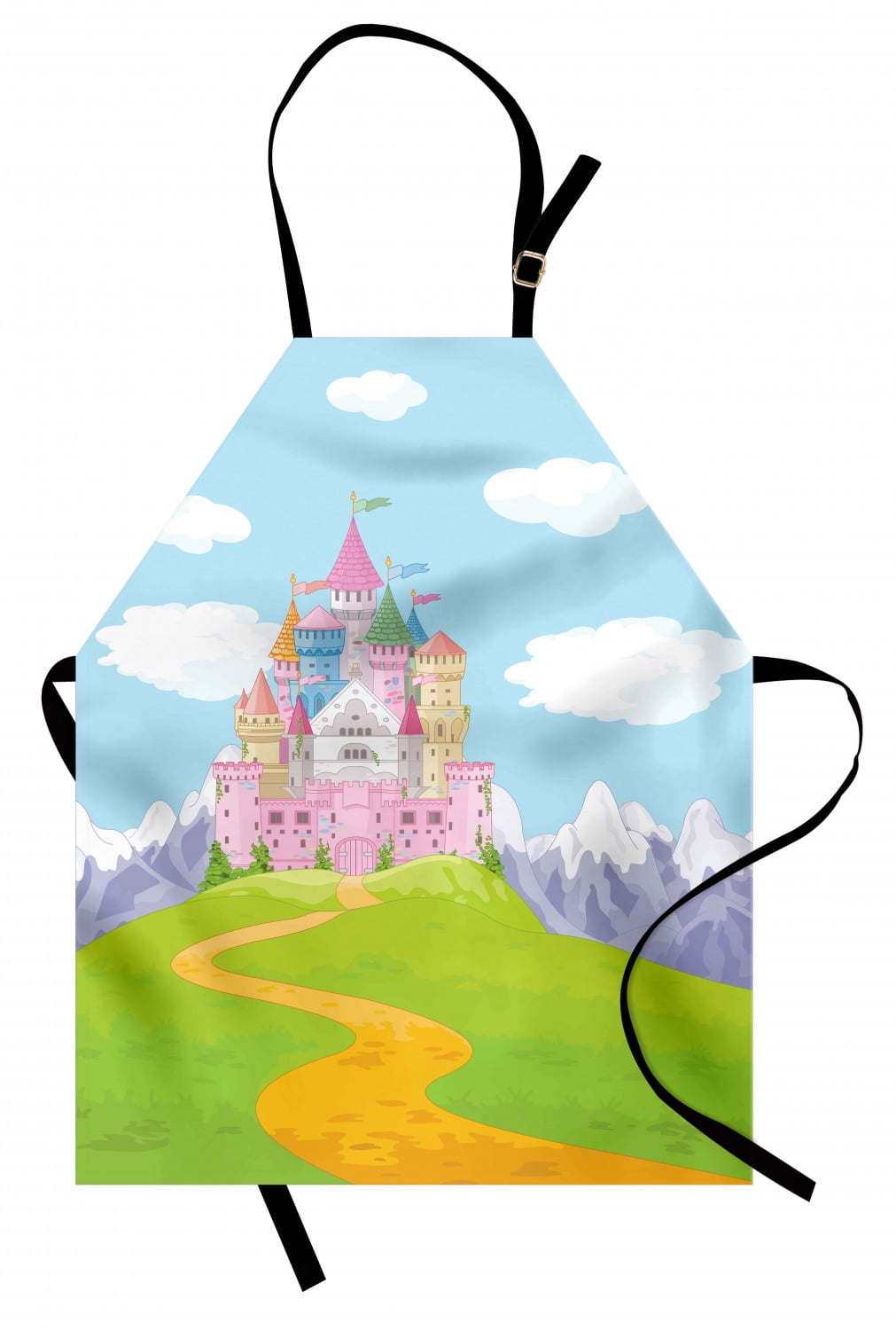 Tale Apron, Magnificent Cartoon Castle Landscape on the Hillsbove the ...