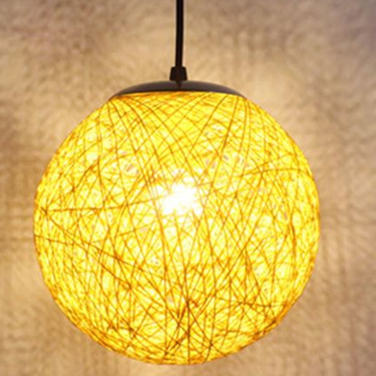 White Retro Pendant Light Rattan Globe Round 15cm, Chandelier Lampshade ...
