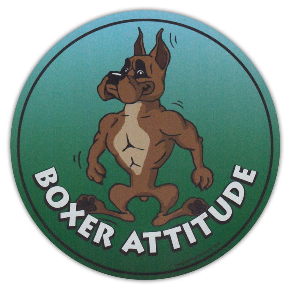 Round Dog Breed Car Magnet - Boxer Attitude - Magnetic Bumper Sticker ...