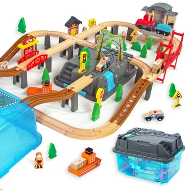 KidKraft Metropolis Wooden Train Set and Train Table with 100 ...