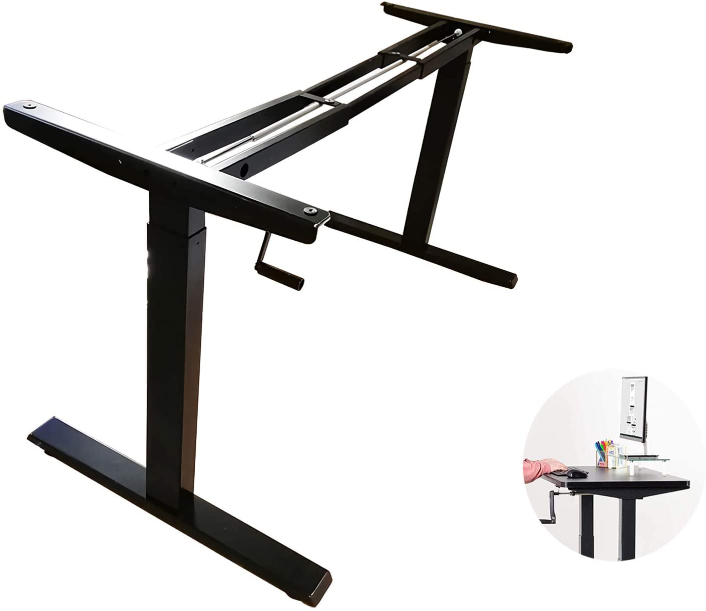 INTBUYING Manual Stand up Desk Frame Adjustable Base Height Sit-Stand ...
