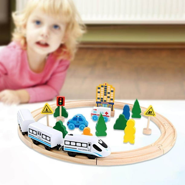 pitrice Wooden Railway Tracks Set Wooden Miniature Train Track Toy Gift ...