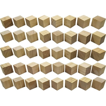 4" Large Wood Cubes, Pack of 5 Square Wood Block for DIY, Wooden Blocks ...