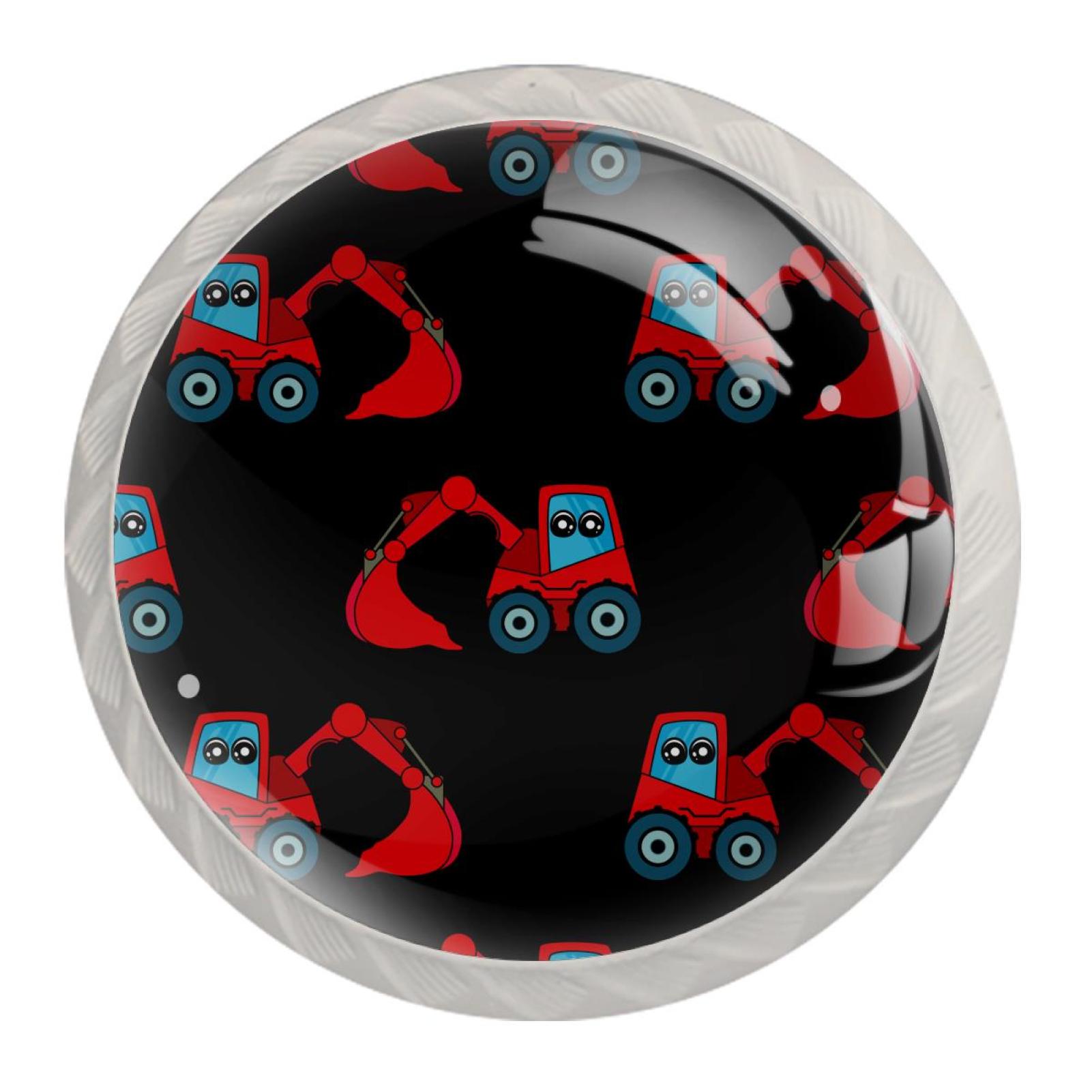 4 Pcs Red Excavator Knobs for Kitchen Cabinet Cupboard Dresser Bookcase ...