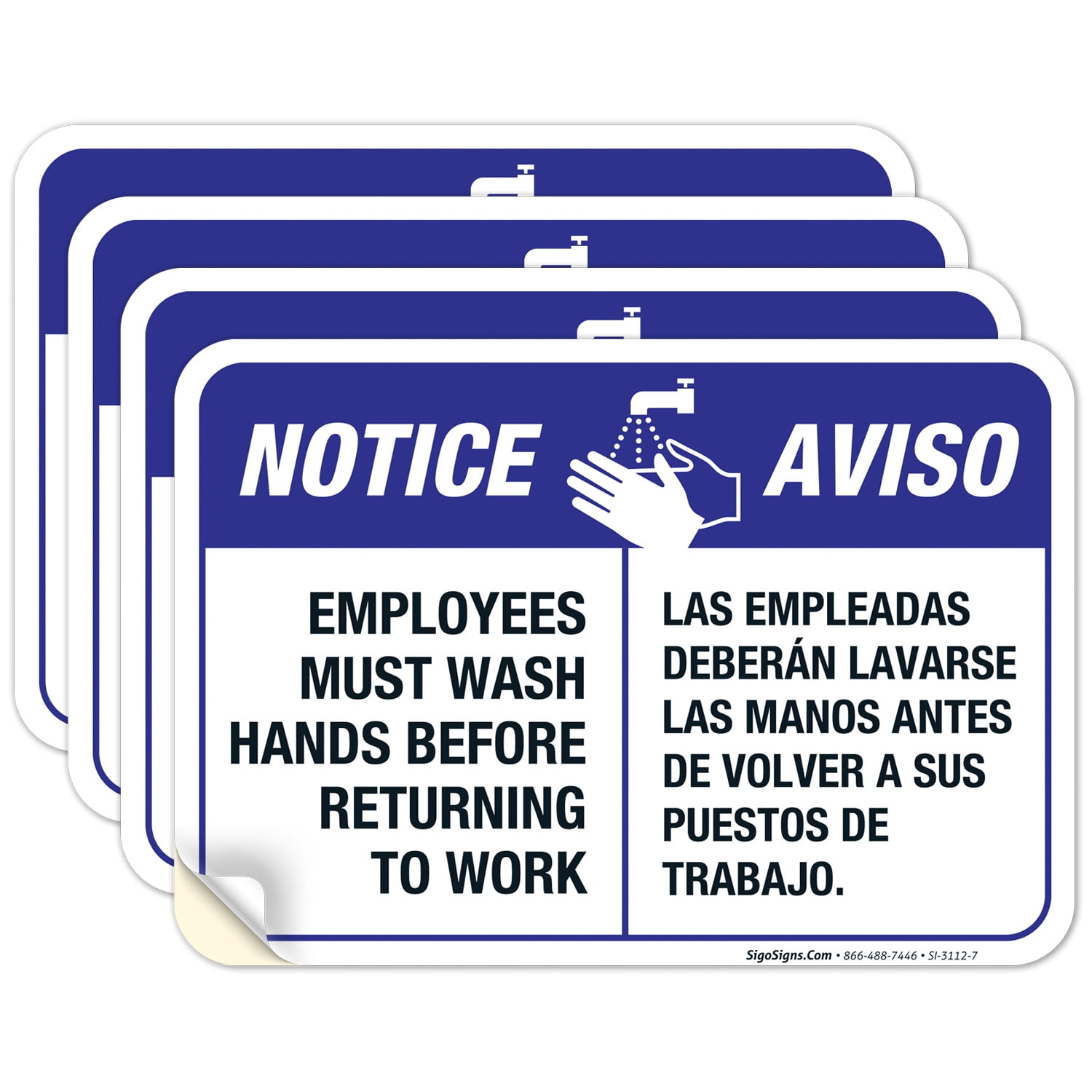 Employees Hand Washing Sign, Bilingual English Spanish, - Walmart.com