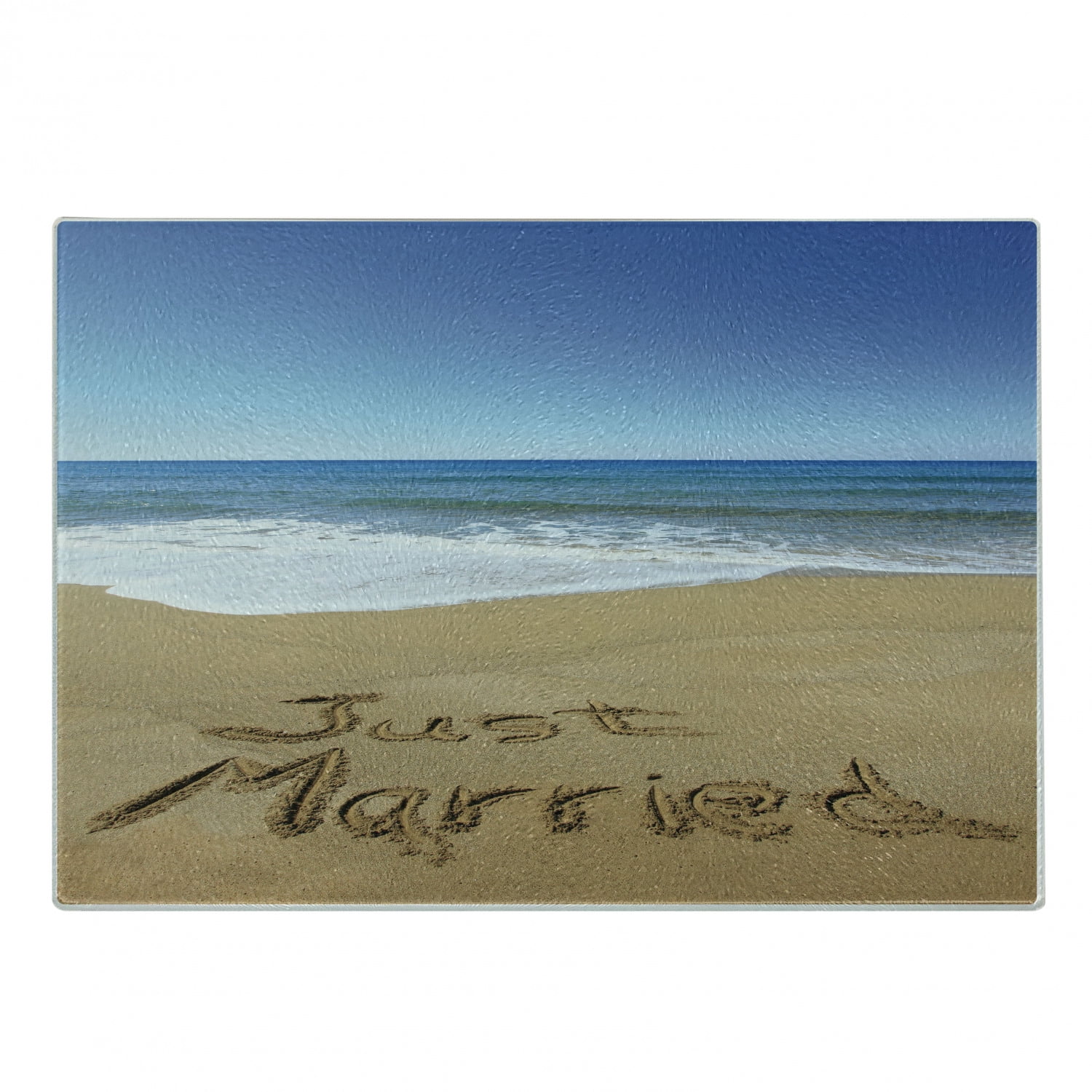 Wedding Cutting Board, Just Married Written on Sandy Beach Ocean Waves ...