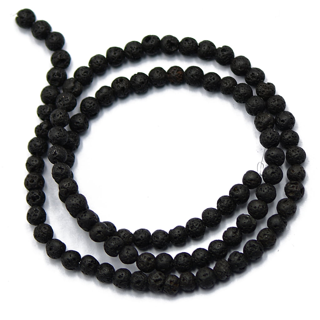 15" Natural Black Volcanic Rock Gemst 4mm Round Gemst Beads DIY ...