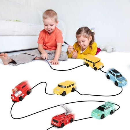 Enlighten Magic Pen Inductive Car Children's Train Tank Toy Car Draw ...