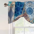 Abstract Art Tie Up Valances Curtain, Orange Blue Geometric Flower Line ...