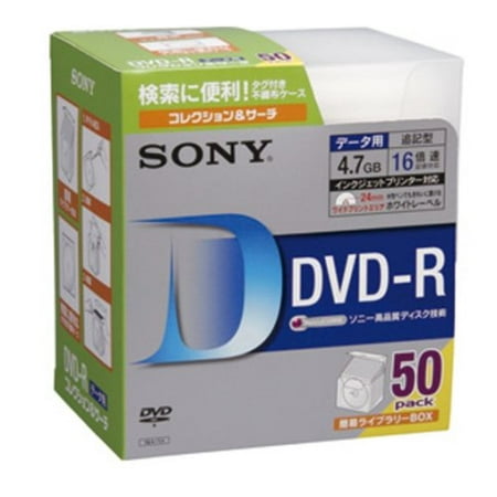 SONY DVD-R Disc Data 4.7GB 1-16x Speed Compatible 50 Sheets Library BOX Soft Case 50DMR47HPCK ...