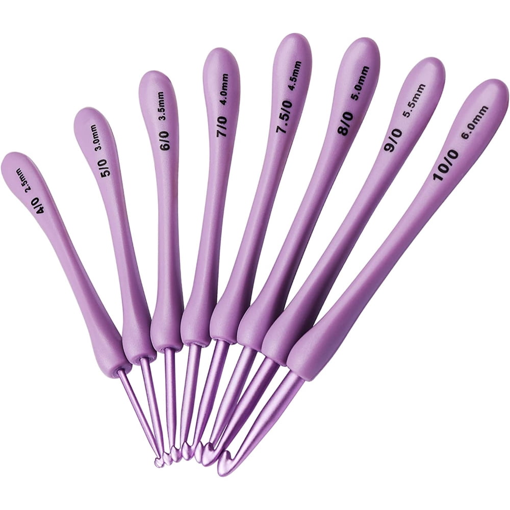 PEACNNG Purple Crochet Hooks Ergonomic Crochet Hook Set for Arthritic ...