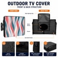 Abstract Stripes Waterproof Outdoor TV Cover, Geometric Curves Teal ...