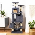 57" Gray Multi-Level Cat Tree for Multi-Cat Households 2 Condos ...