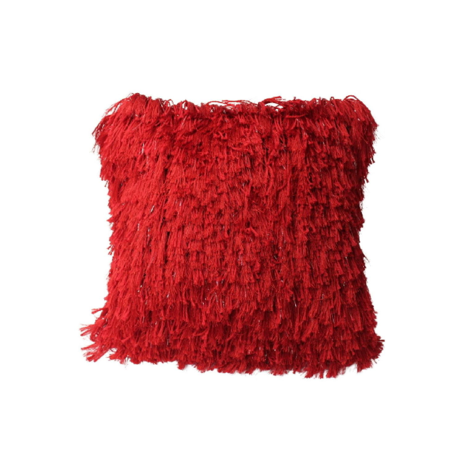 Click here for Ih Casadécor Furry Cushion (Red) - Set Of 2 18x18 prices