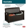 Keter 60 Gallon Weatherproof Resin Bench & Lockable Deck Box - Outdoor ...